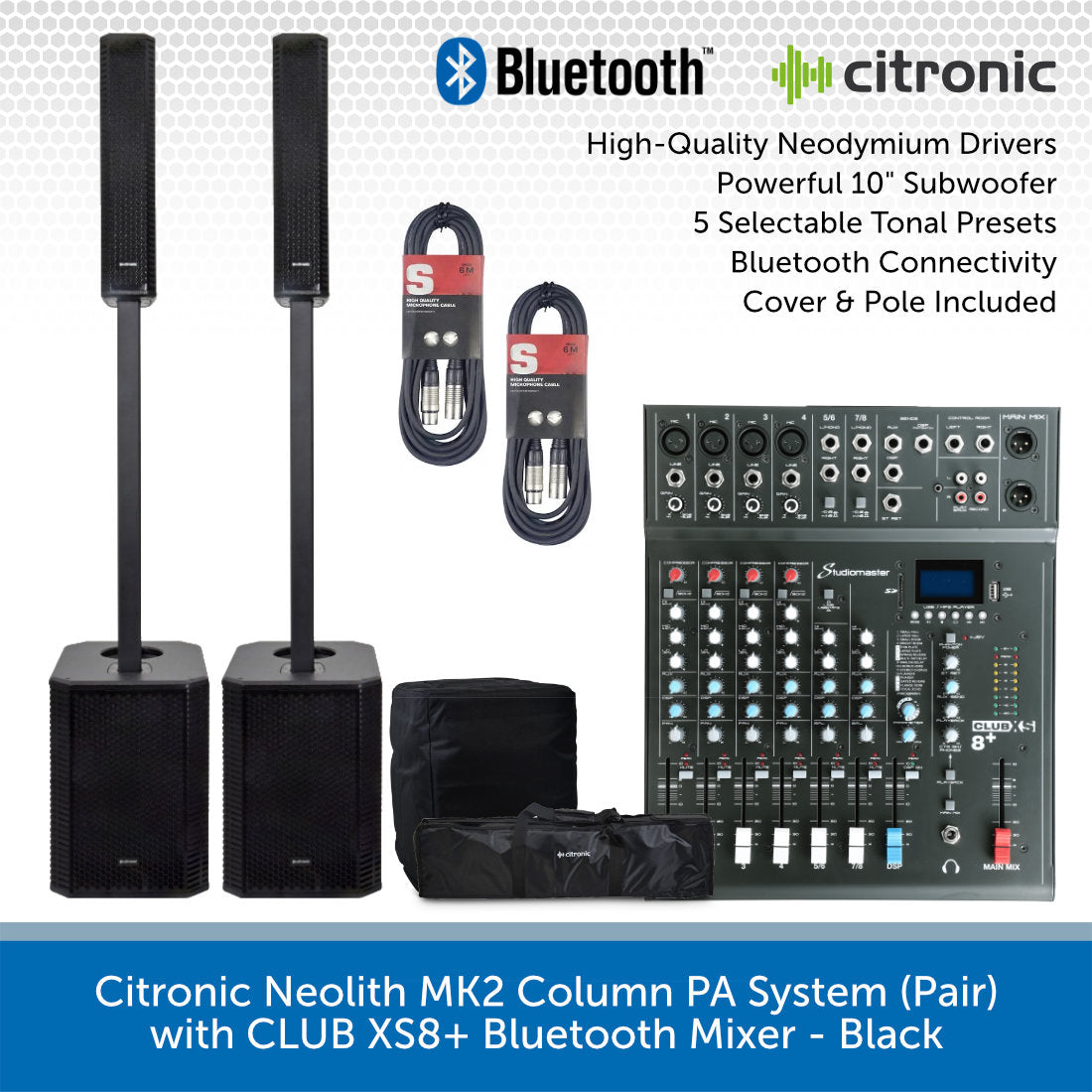 2x Citronic Neolith MK2 Active Sub & Column PA System | Audio Volt