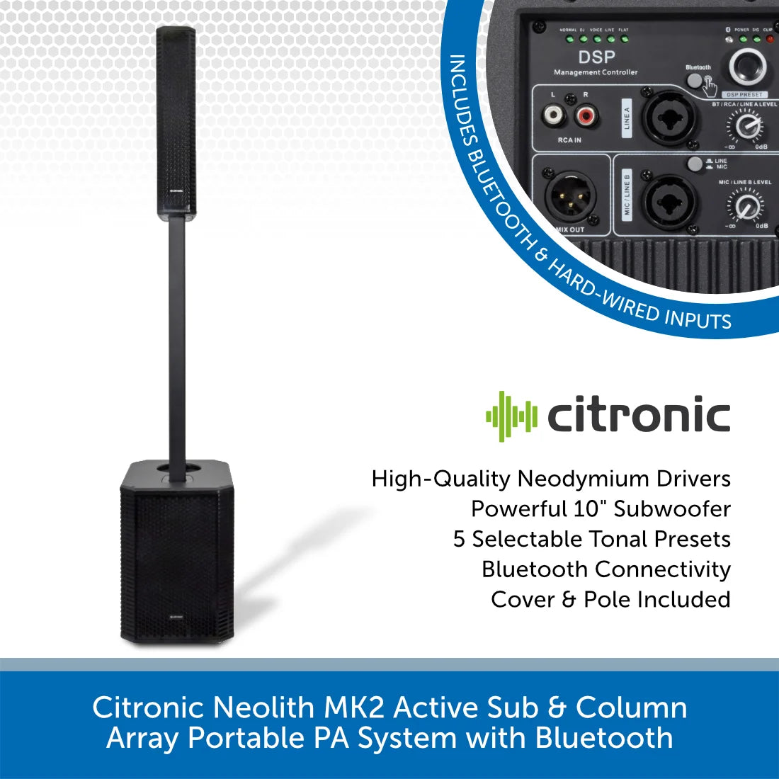 Citronic Neolith MK2 Active Sub & Column Array PA System | Audio Volt