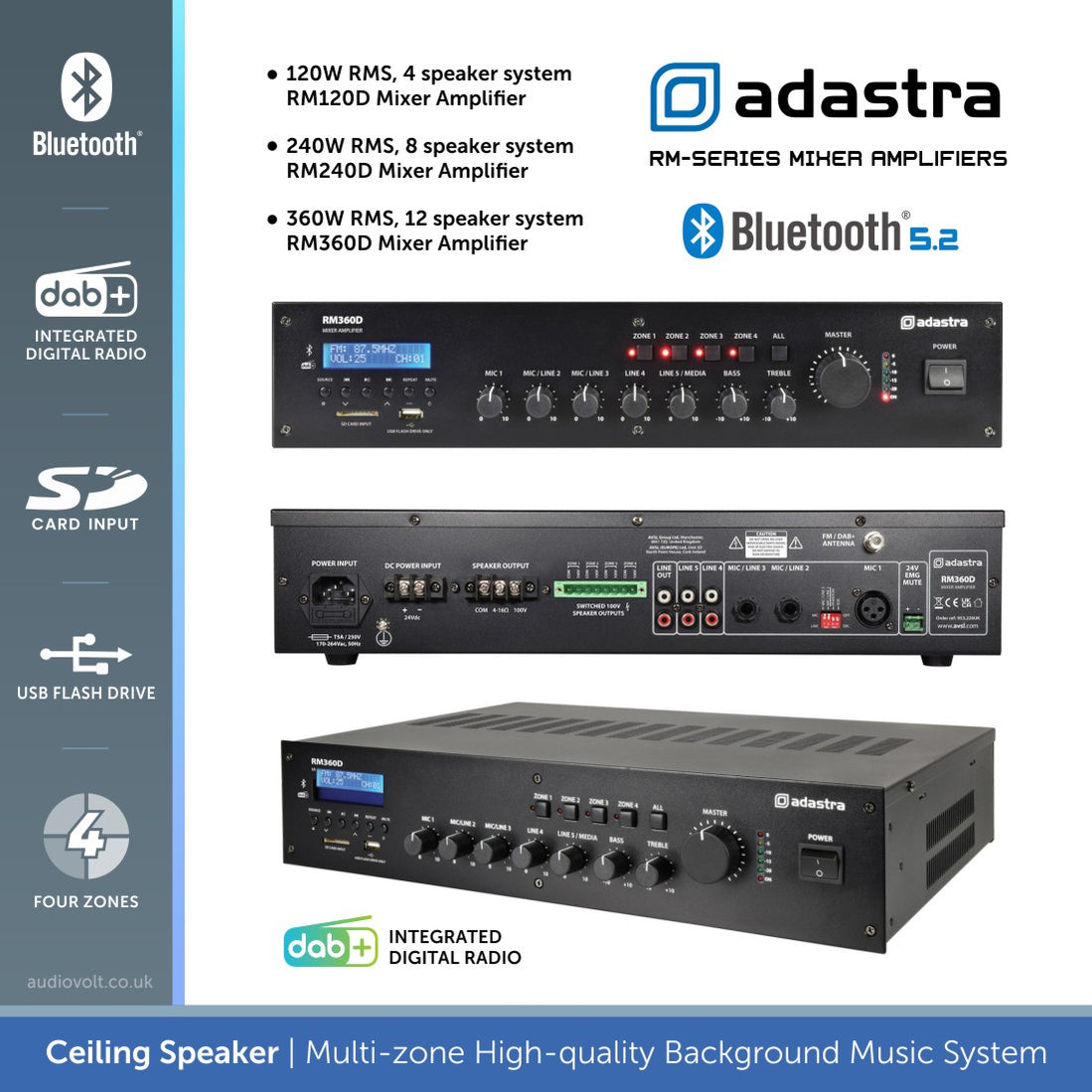 Ceiling Speaker Music System with DAB & Bluetooth | Audio Volt