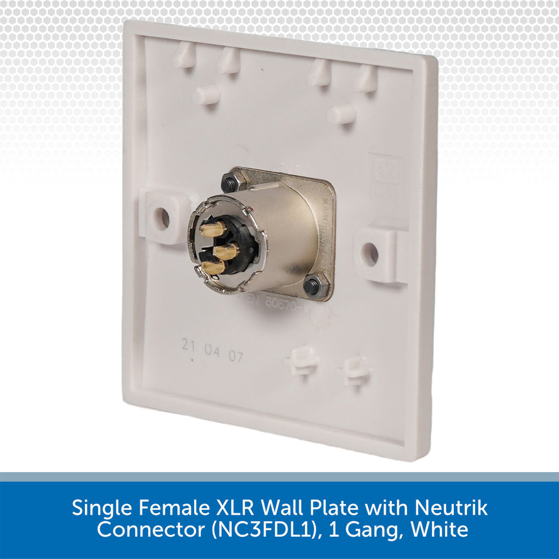 Single Female XLR Wall Plate with Neutrik Connector, White | Audio Volt