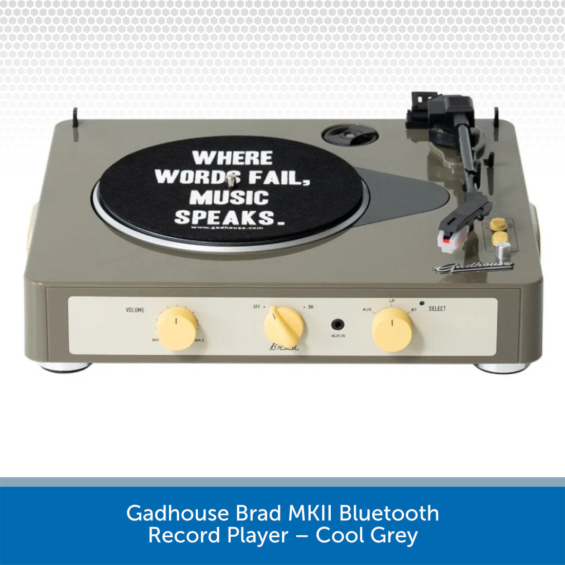 Gadhouse Brad MKII Grey Record Player with Bluetooth | Audio Volt
