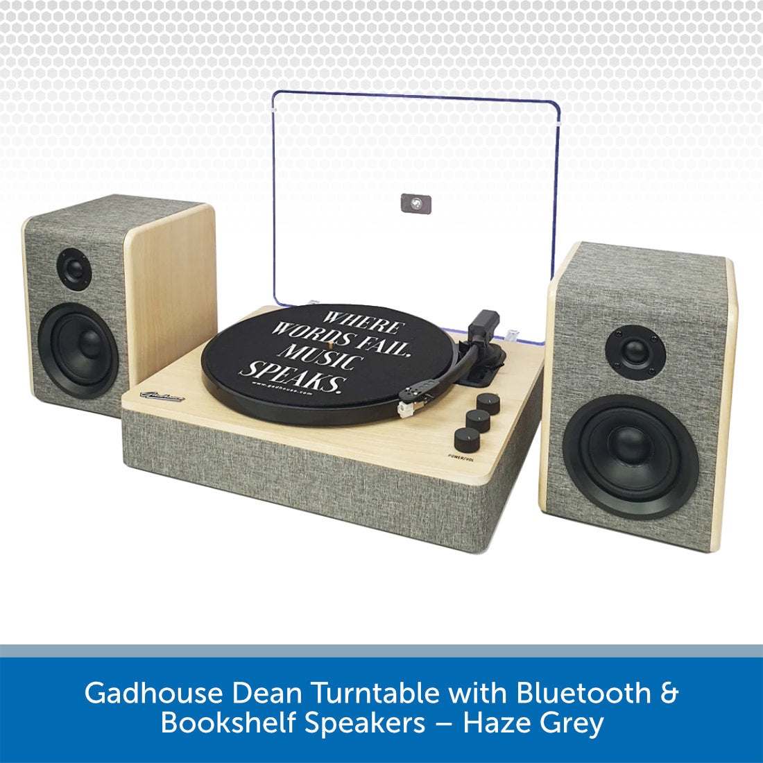 Gadhouse Dean Bluetooth Turntable Stereo System - Grey | Audio Volt