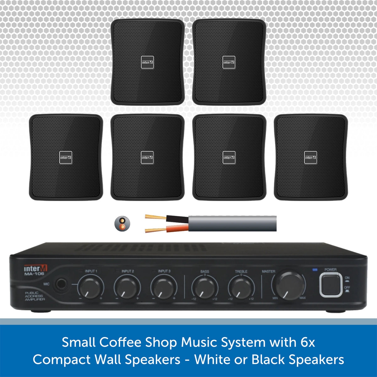Small Coffee Shop Music System 6x Compact Wall Speakers | Audio Volt