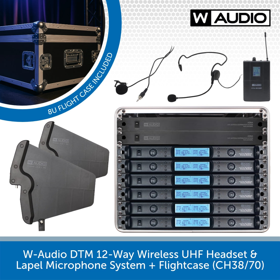 W-Audio 12-Way Wireless Headset & Lapel Mic System + Case | Audio Volt