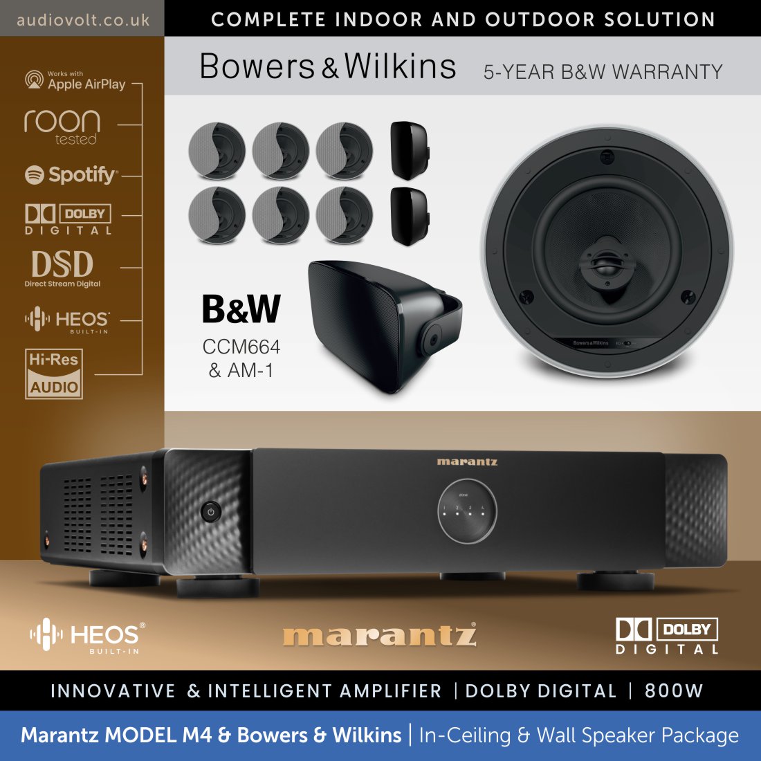 Marantz MODEL M4 with B&W CCM664 & AM-1 Outdoor Speakers | Audio Volt