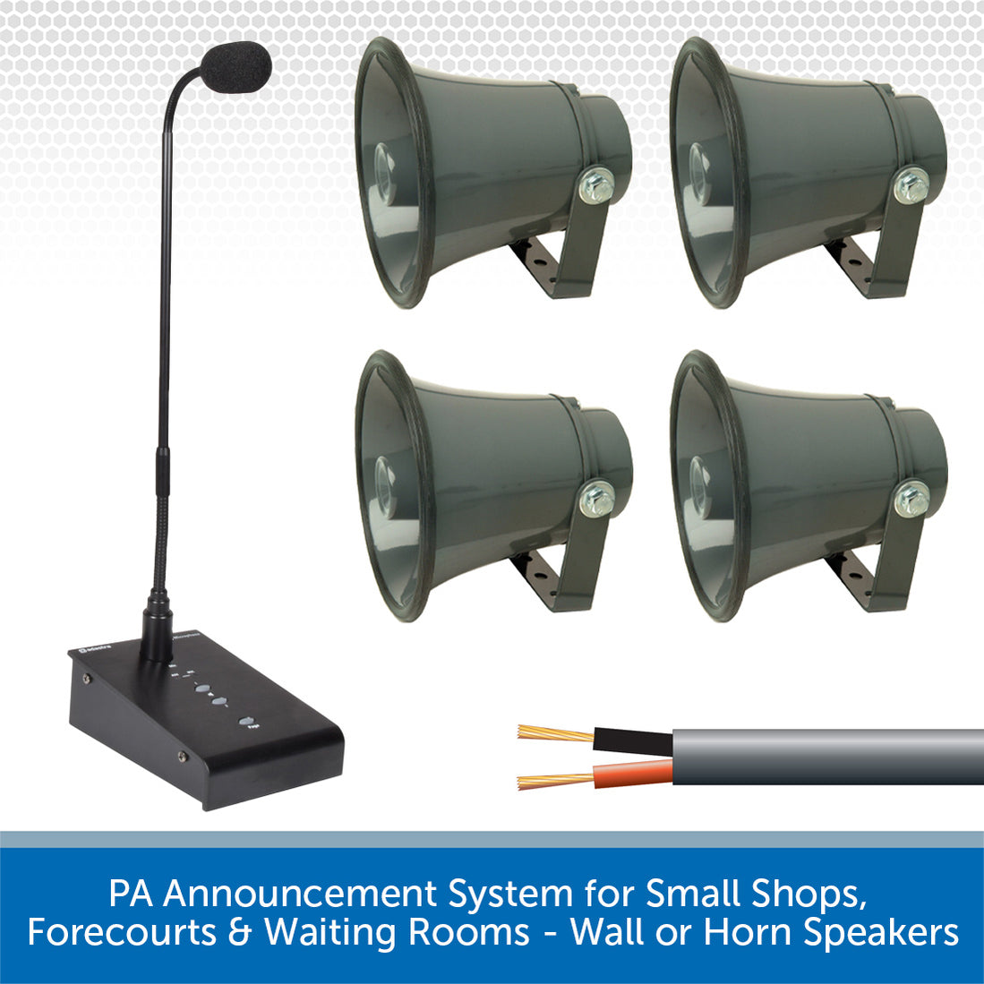 2-Zone PA Tannoy System with Desktop Paging Microphone | Audio Volt
