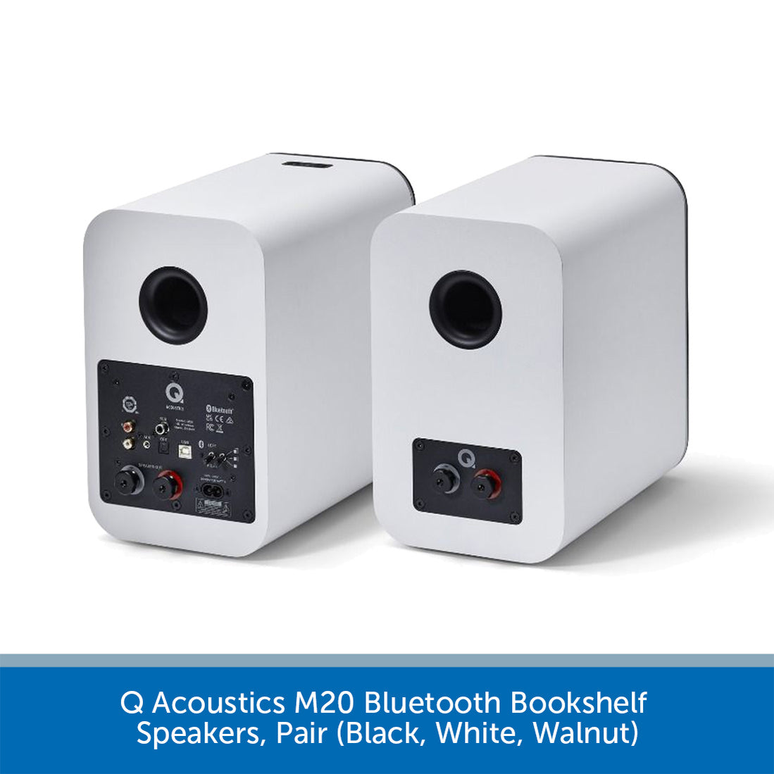 Q Acoustics M20 Bluetooth Bookshelf Speakers, Pair (Black, White, Waln
