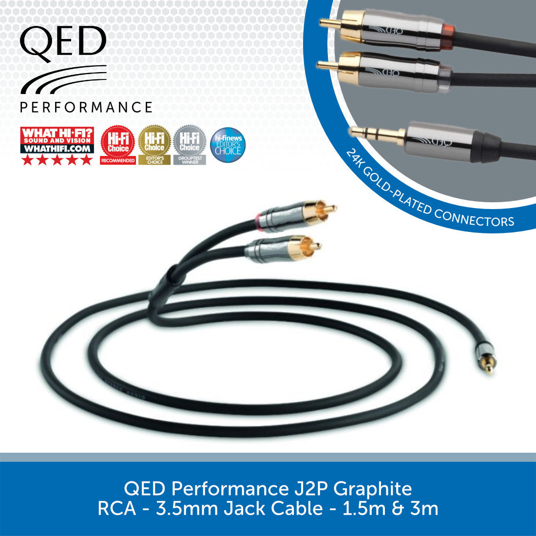 QED Performance J2P Graphite RCA-3.5mm Jack Cable | Audio Volt