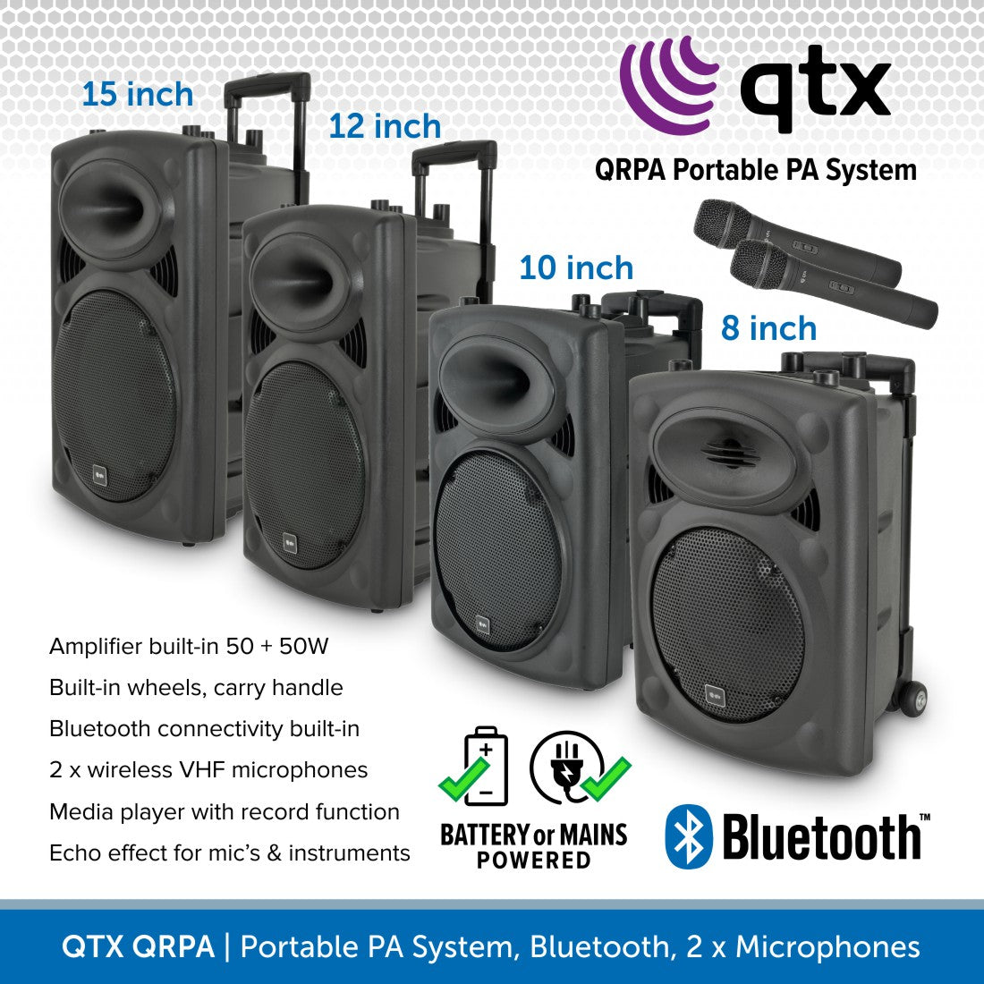 QTX QRPA-BT Portable PA Systems with Bluetooth | Audio Volt