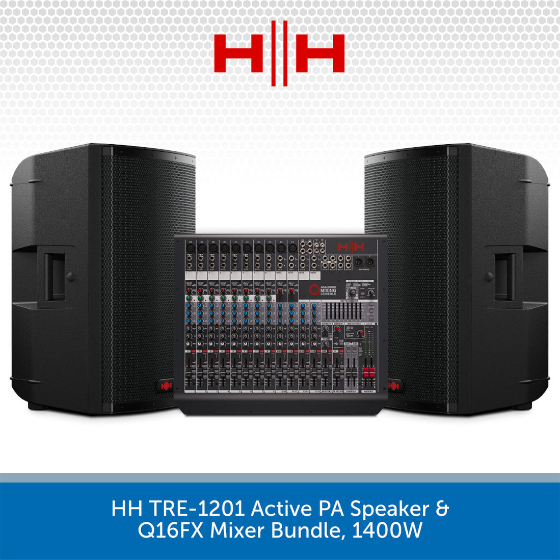 HH TRE-1201 Active PA Speaker & Q16FX Mixer Bundle, 1400W | Audio Volt