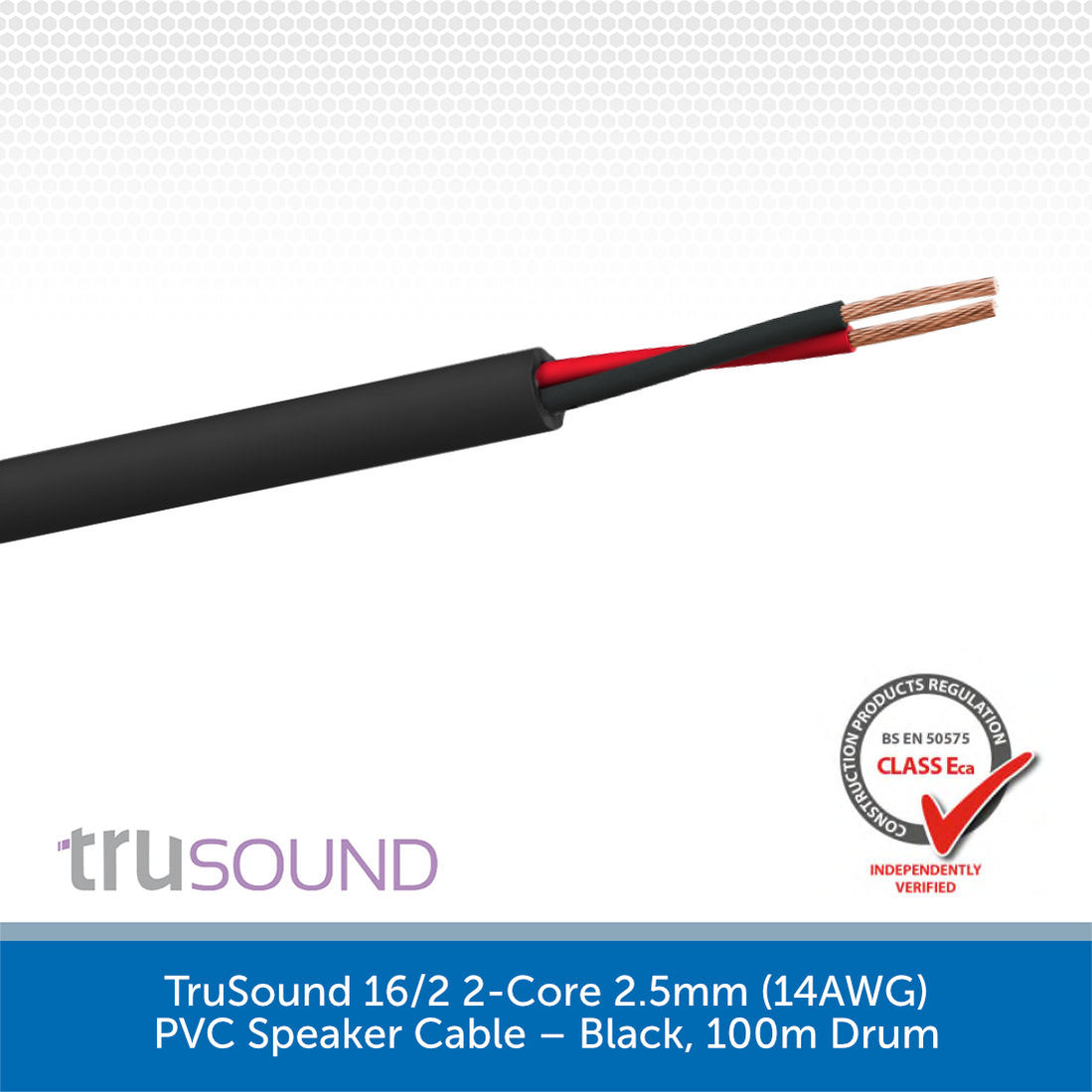TruSound 2-Core 2.5mm (14AWG) PVC Speaker Cable – Black | Audio Volt