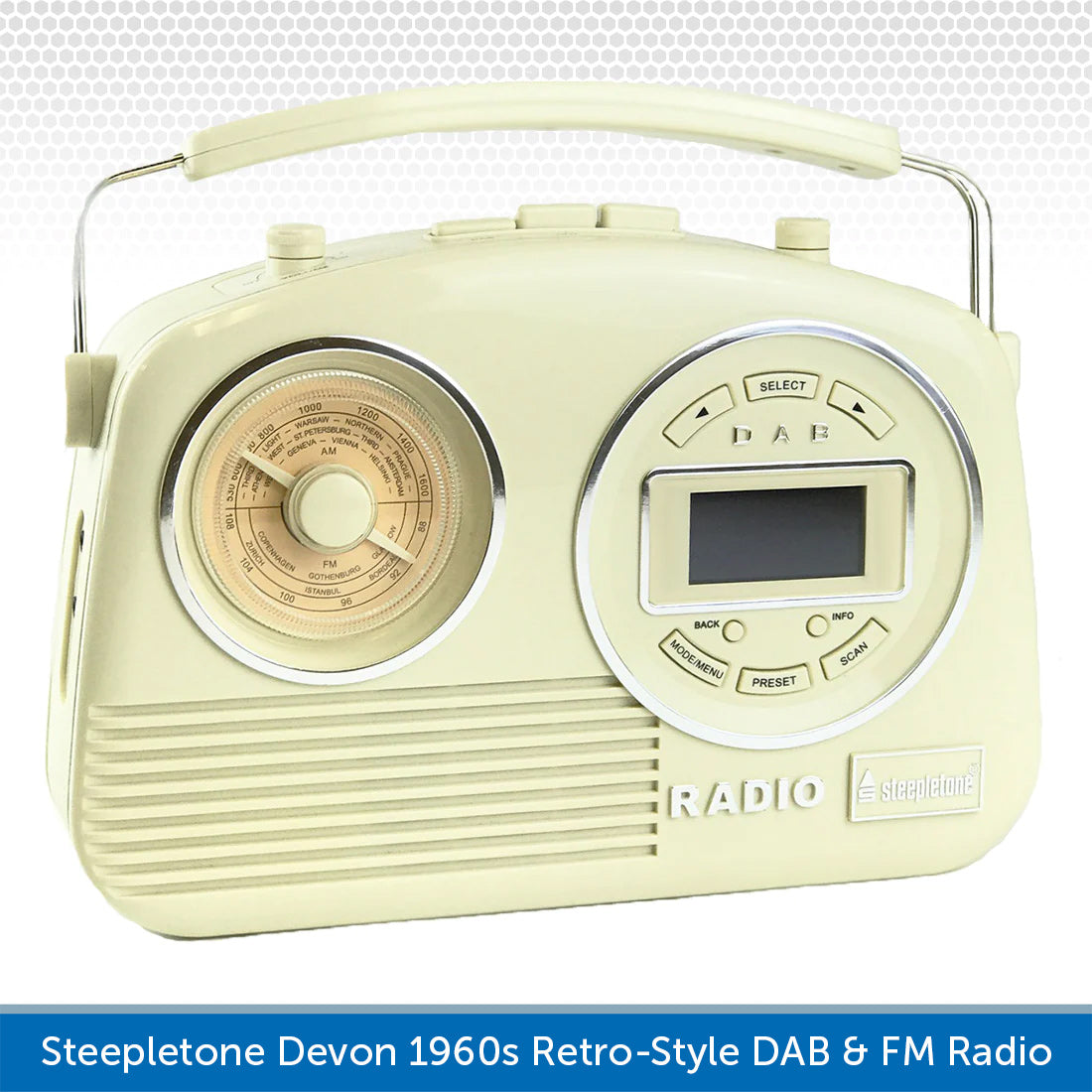 Steepletone Devon 1960s Retro-Style Portable DAB & FM Radio | Audio Volt