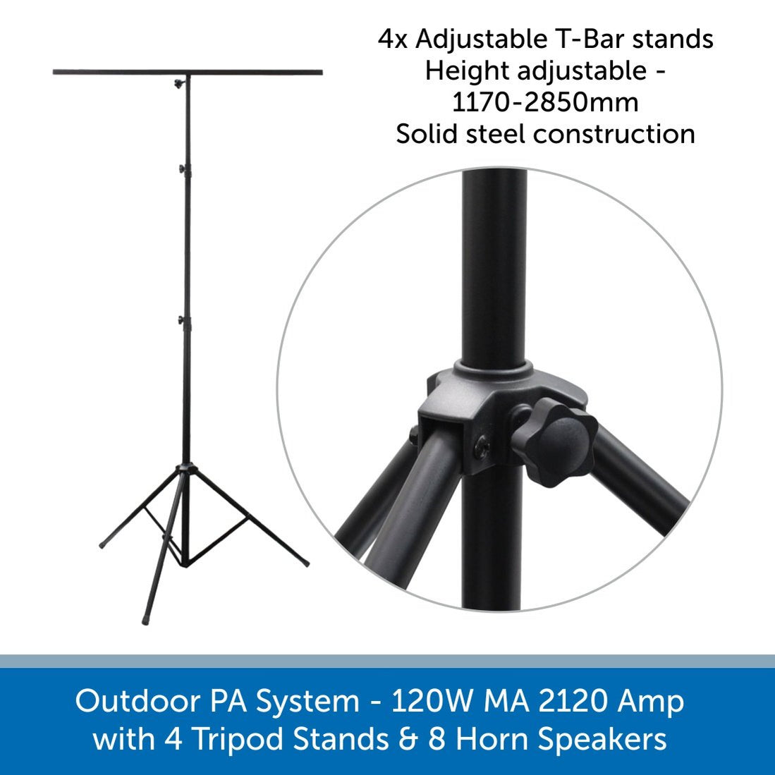 Weatherproof Horn Speaker Outdoor PA System with Stands | Audio Volt