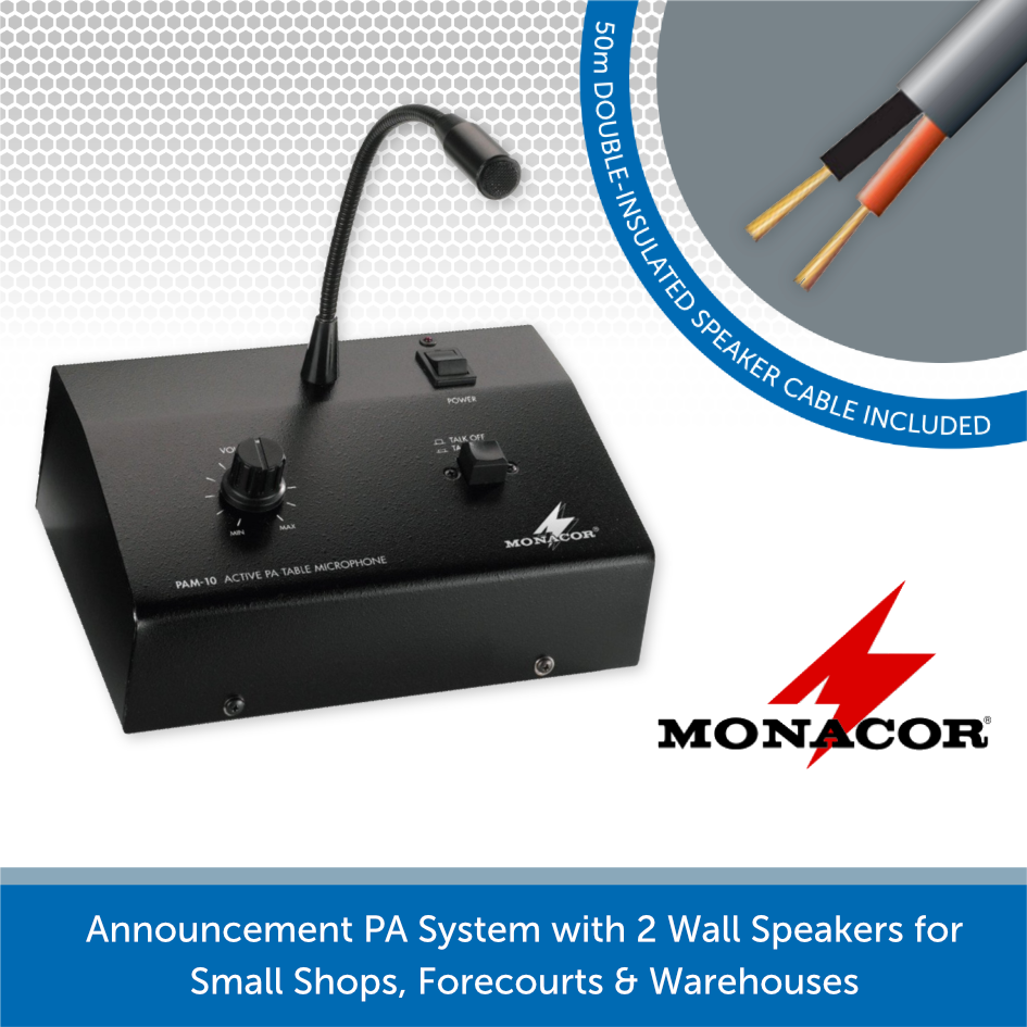 Announcement PA System for Garage Forecourts, Warehouses & Shops