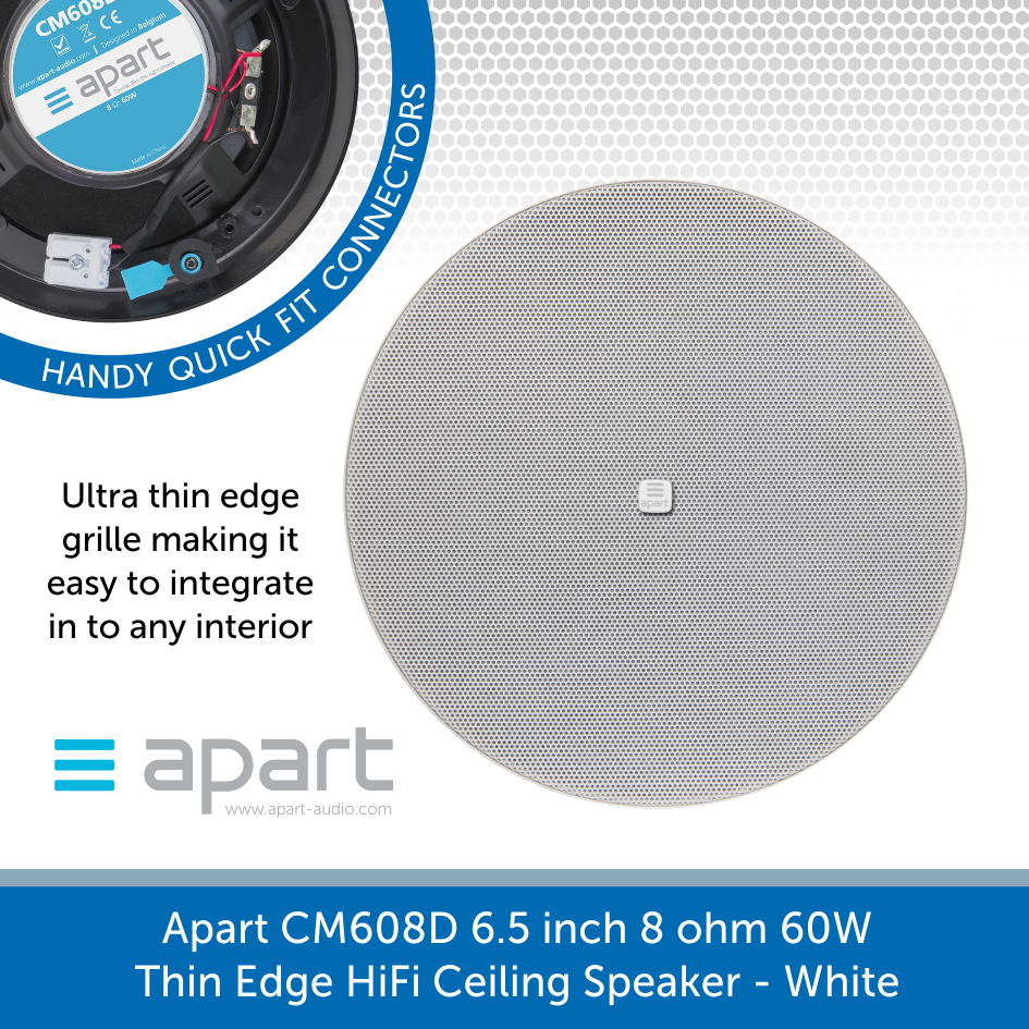 Apart Audio CM608D 6.5" HiFi Ceiling Speaker, 60W, 8 Ohms