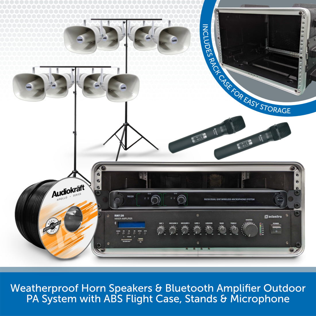 Weatherproof Horn Speaker Outdoor PA System with ABS Case | Audio Volt