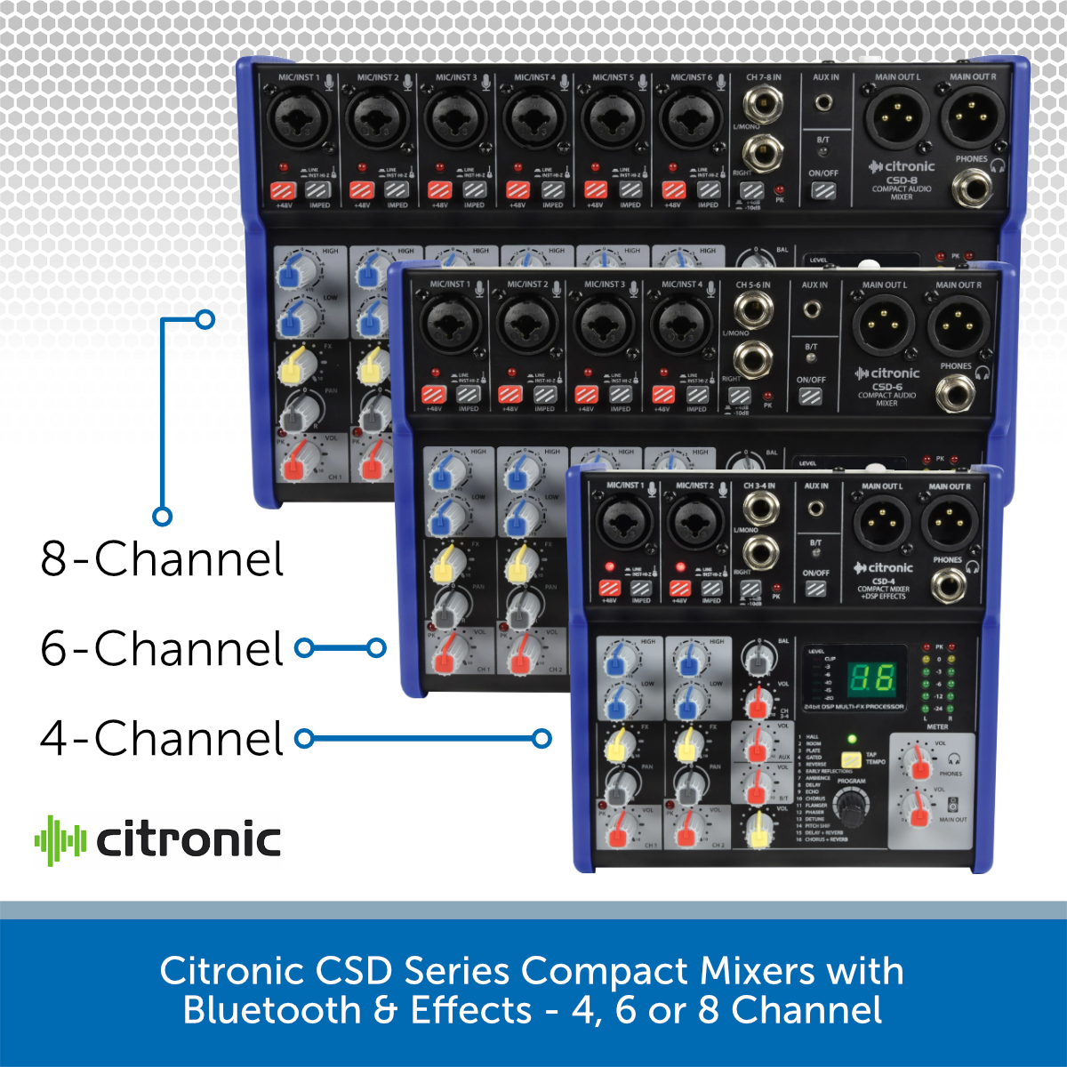 Citronic CSD Series Compact Mixers w/ Bluetooth & Effects | Audio Volt