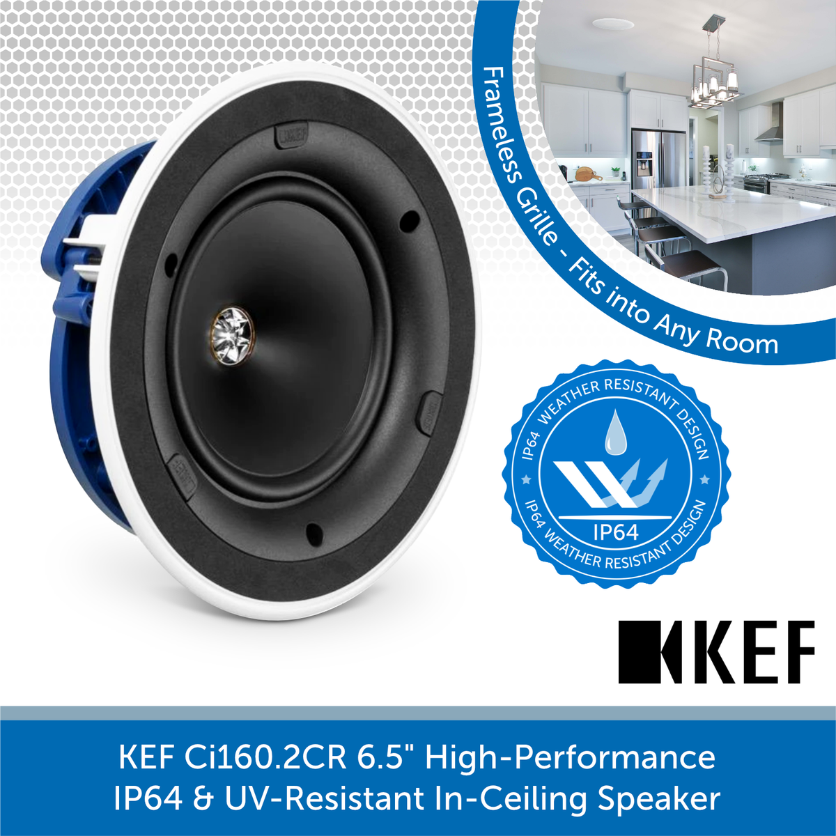 KEF Ci160.2CR 6.5" Ultra Slim In-Ceiling Speaker - Single | Audio Volt