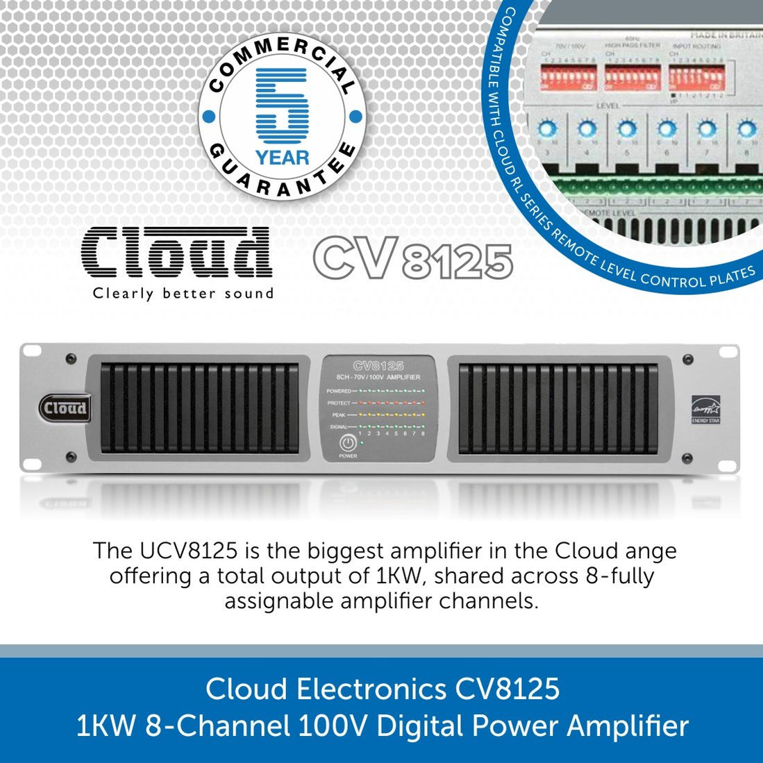 Cloud Electronics CV8125 8x125W Digital Power Amplifier | Audio Volt