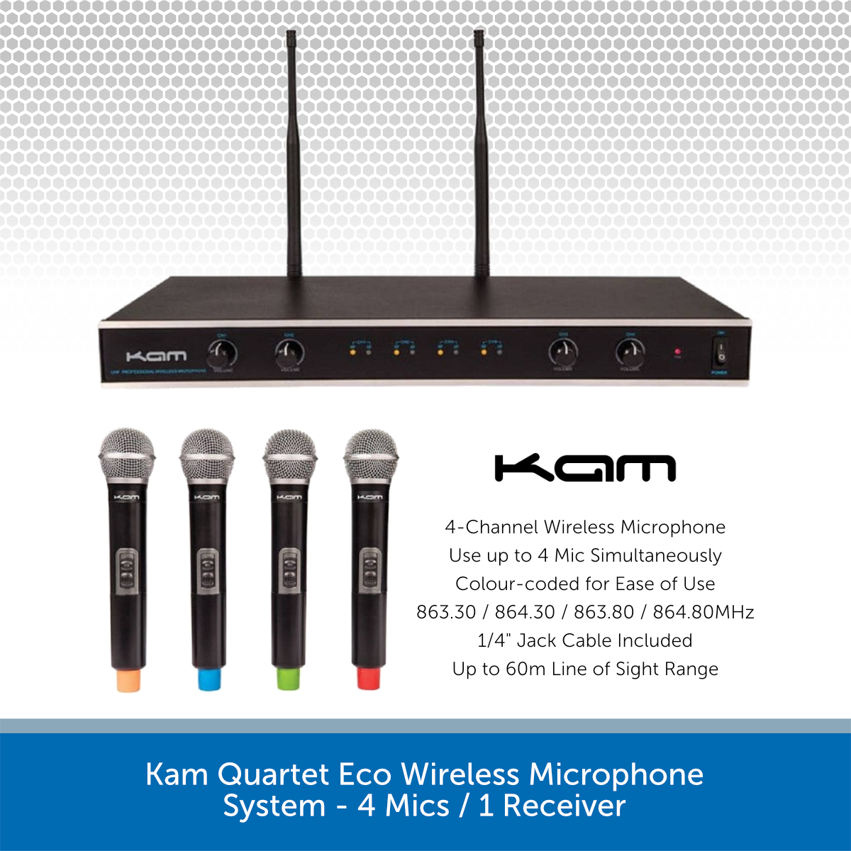 Kam Quartet Eco Wireless Microphone System 4x Handheld | Audio Volt