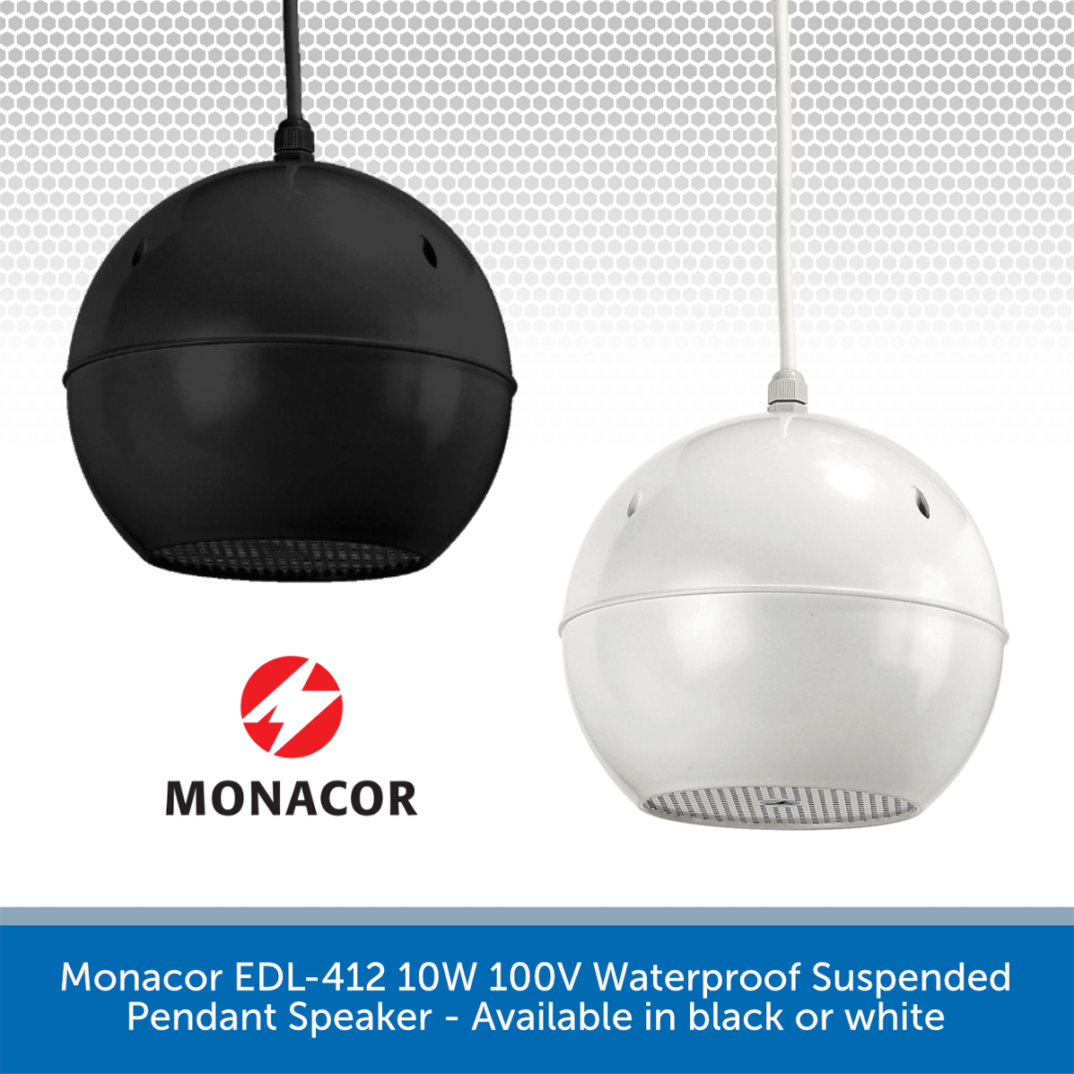 Monacor EDL-412 10W 100V Waterproof Pendant Speakers | Audio Volt